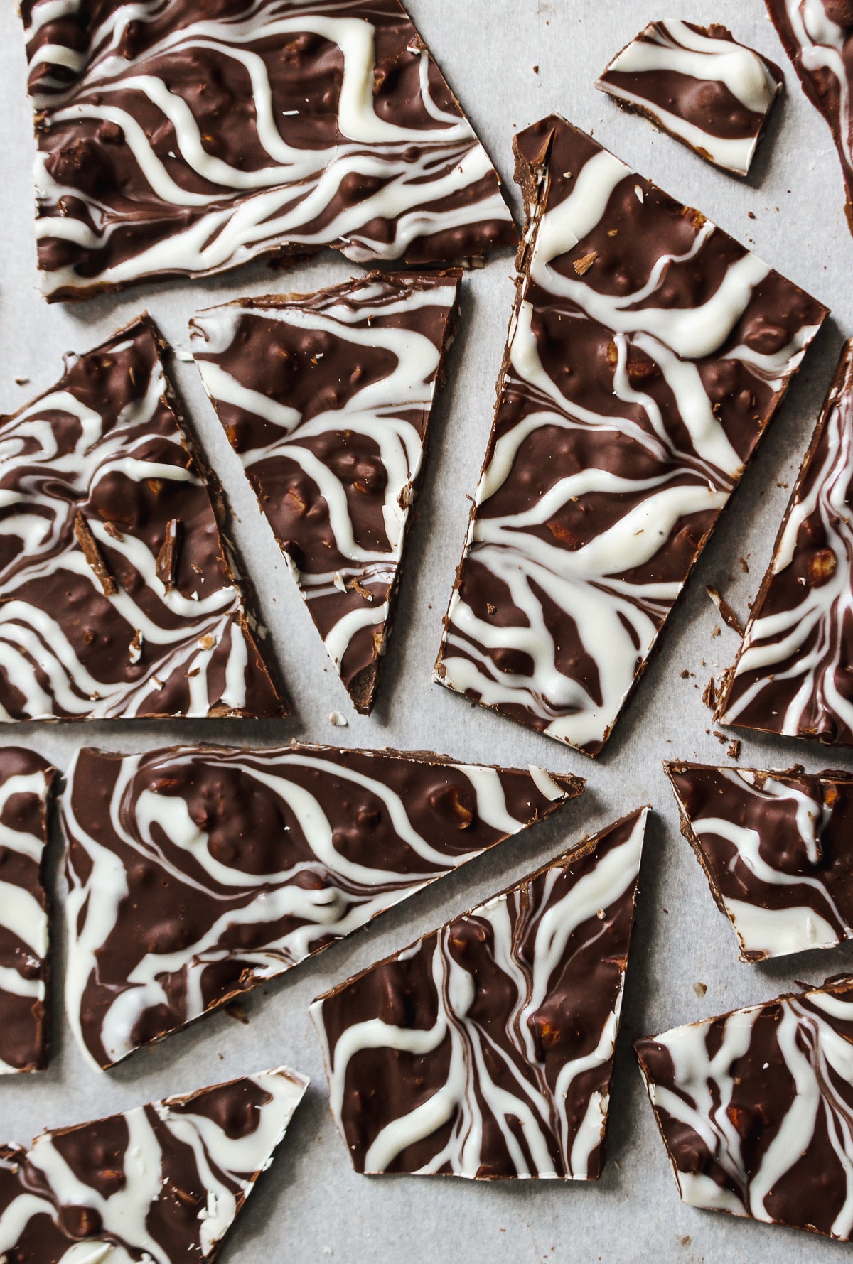 Swirled Chocolate Bark with Almonds - Run to the Table
