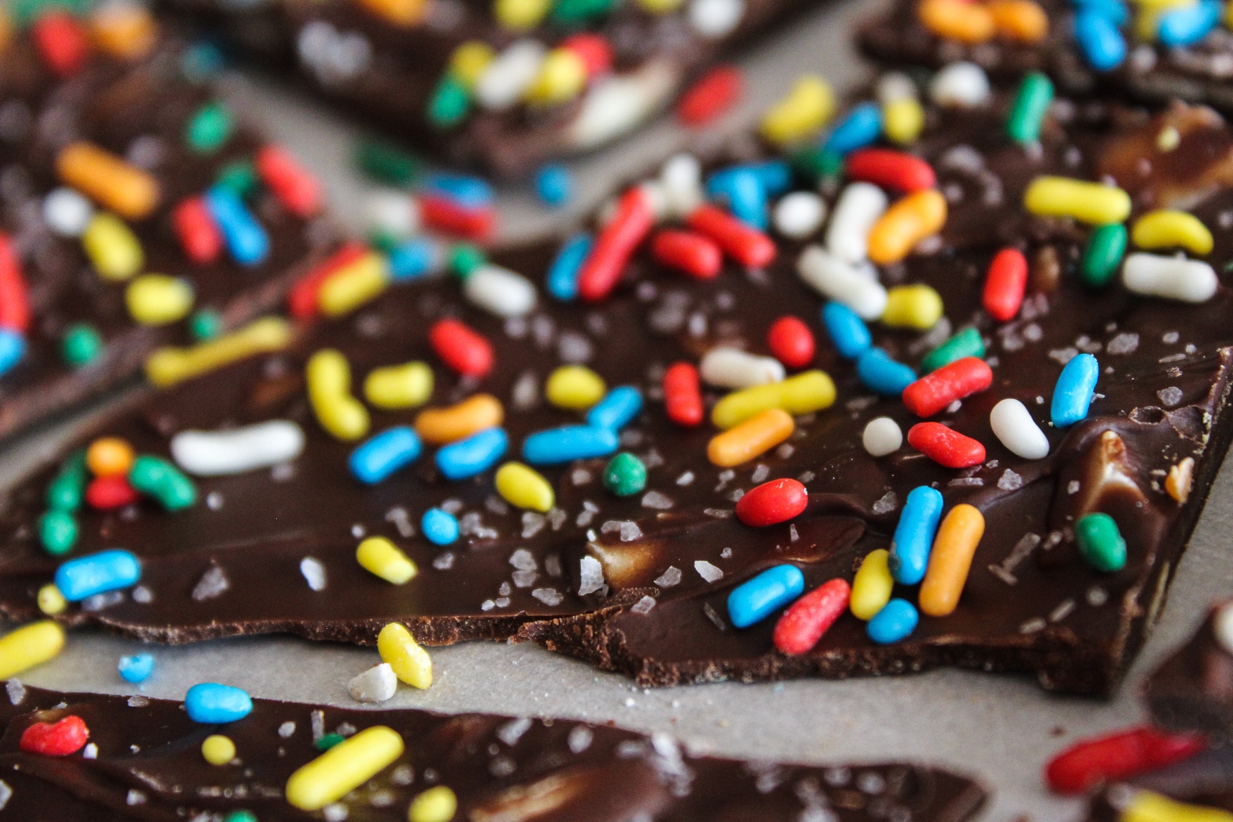 Birthday Chocolate Bark with Sprinkles Run to the Table